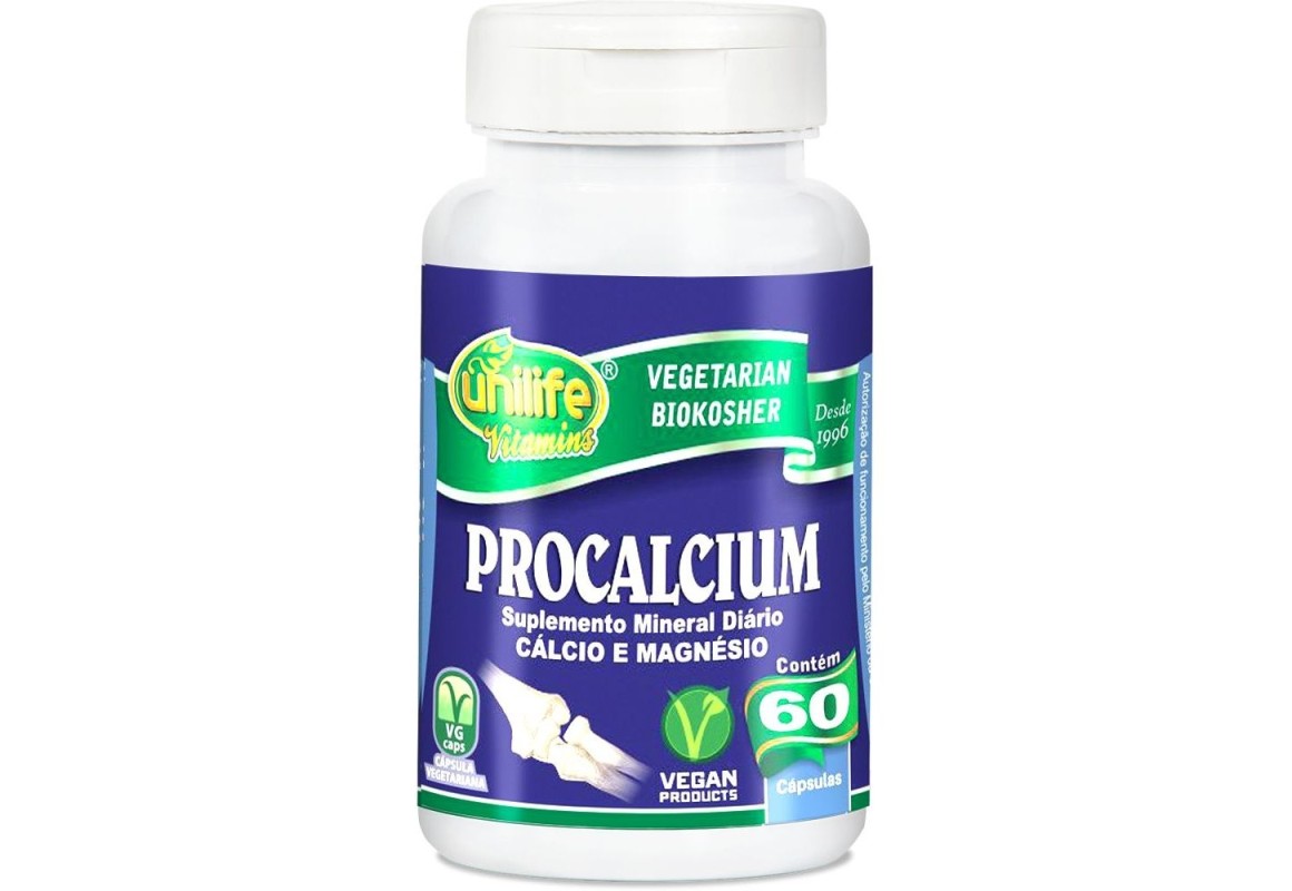 Procalcium 60 Cápsulas (950mg) Cálcio e Magnésio - Unilife